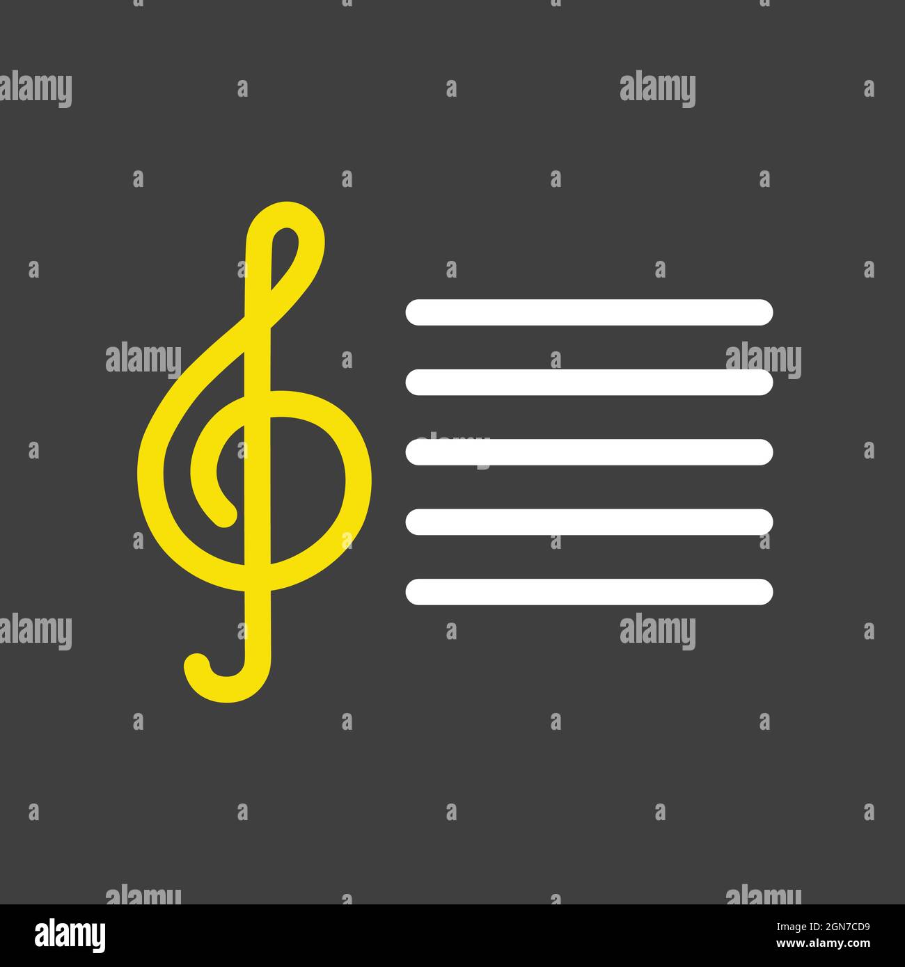 Treble clef vector glyph icon on dark background. Music sign. Graph ...