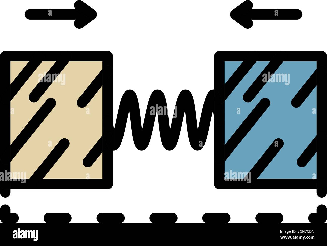 Spring between magnets icon. Outline spring between magnets vector icon ...