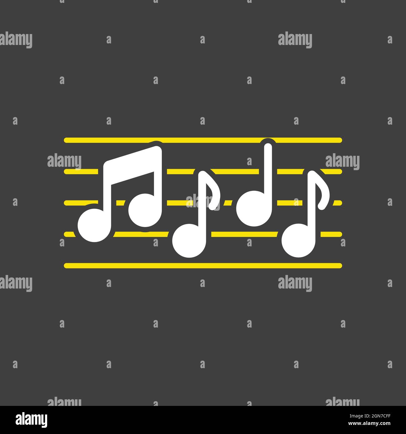 Stave and music notes vector glyph icon. Melody, classical music, sound ...