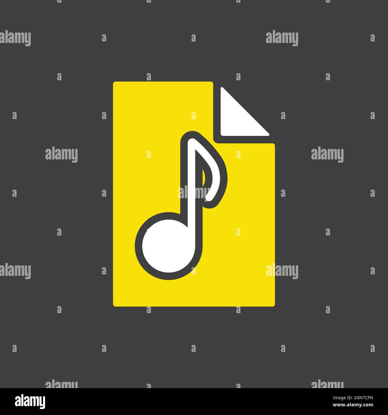 Music file vector glyph icon on dark background. Music sign. Graph ...
