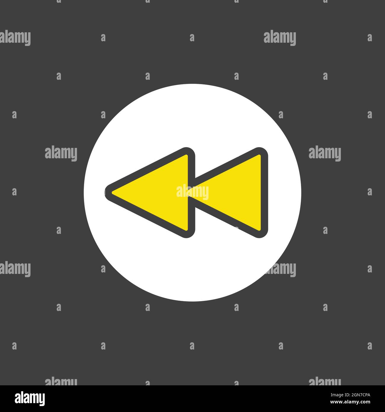 Play previous track button vector glyph icon on dark background. Graph ...