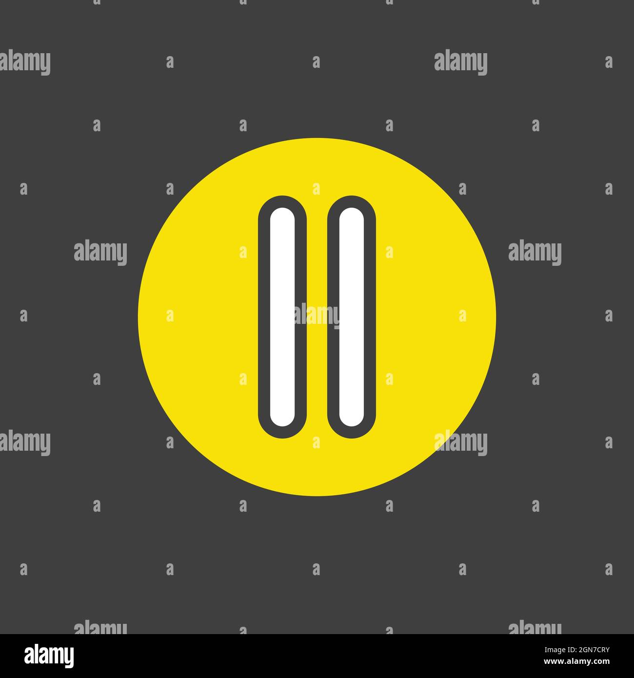 Pause button vector glyph icon on dark background. Graph symbol for ...
