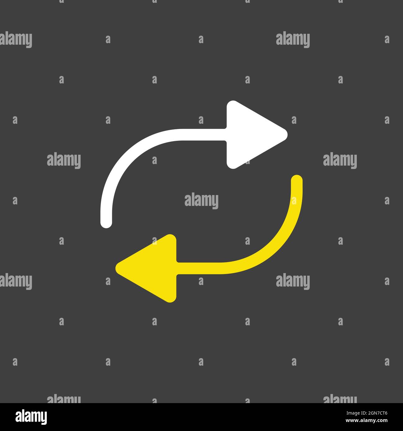 Repeat button vector glyph icon on dark background. Music sign. Graph ...