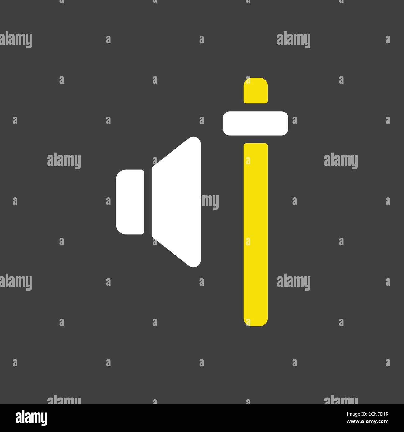 Audio volume slider control vector glyph icon on dark background. Graph ...