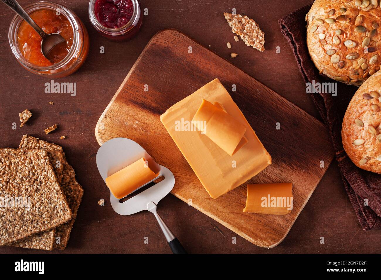 Norwegian brunost traditional brown cheese Stock Photo - Alamy