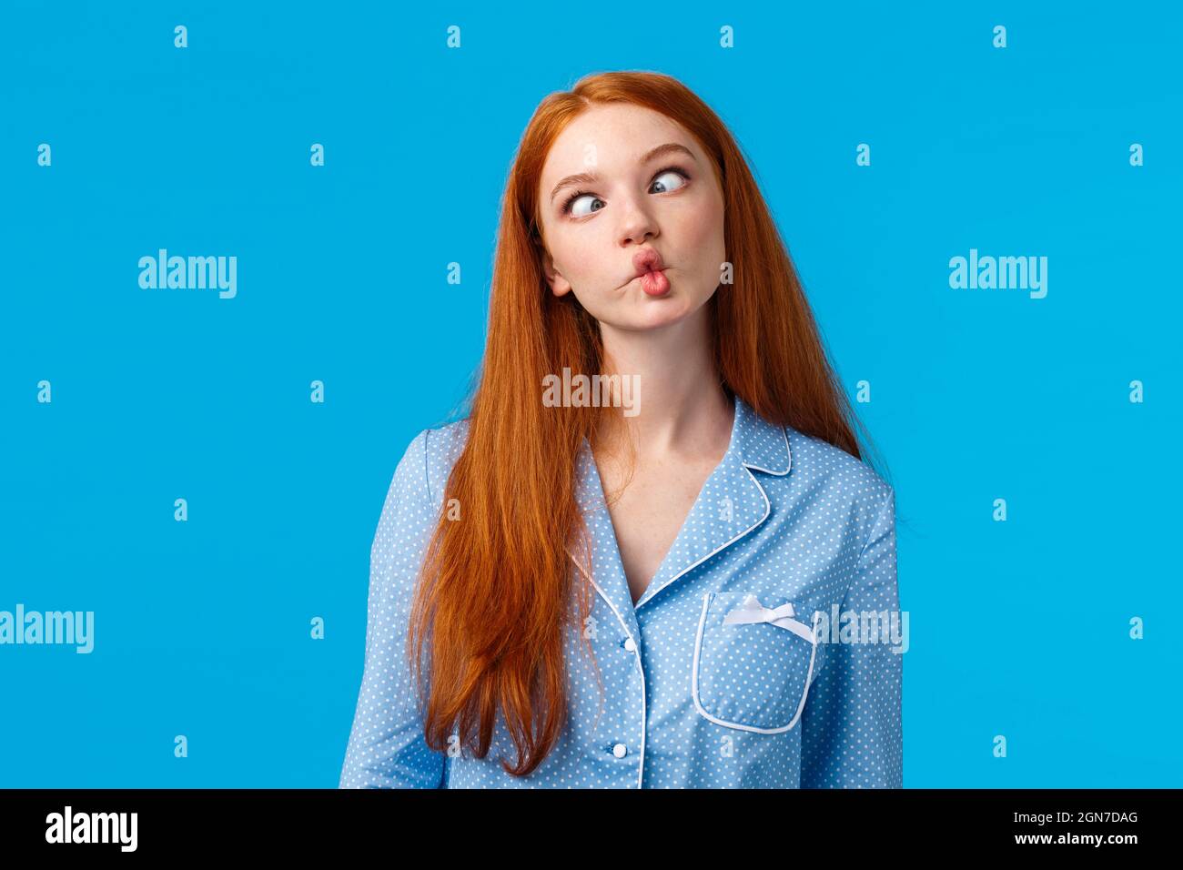 Be unusual. Carefree and funny cute redhead teenage girl fooling around ...