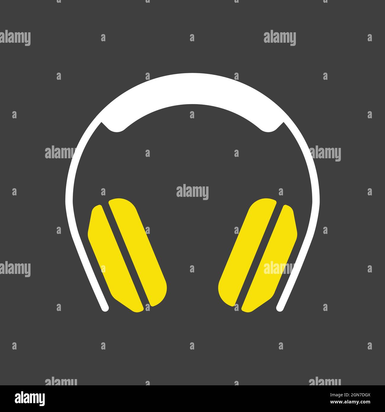 Over-ear headphones vector glyph icon on dark background. Graph symbol ...