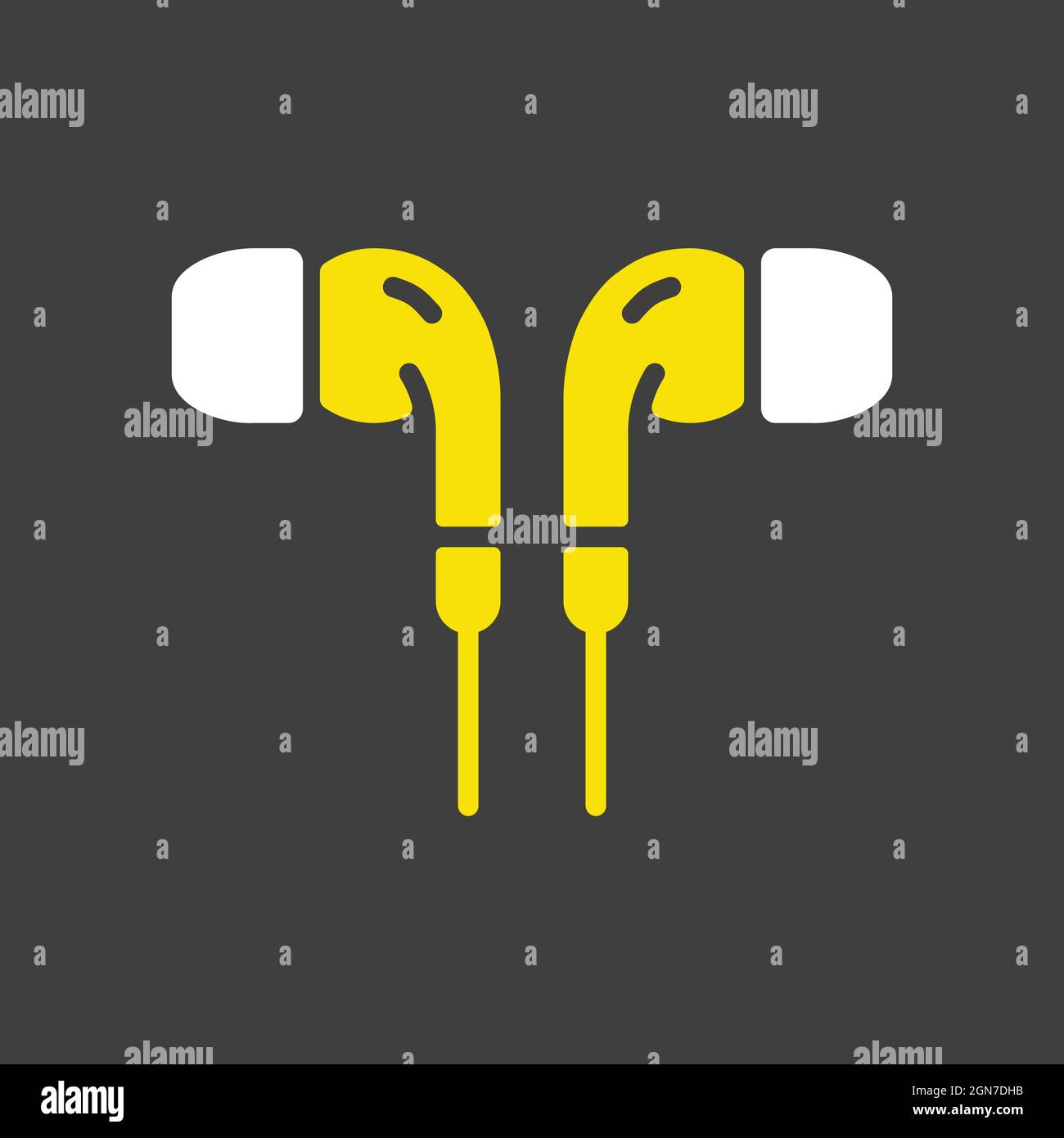 Earbuds headphone vector glyph icon on dark background. Music sign ...
