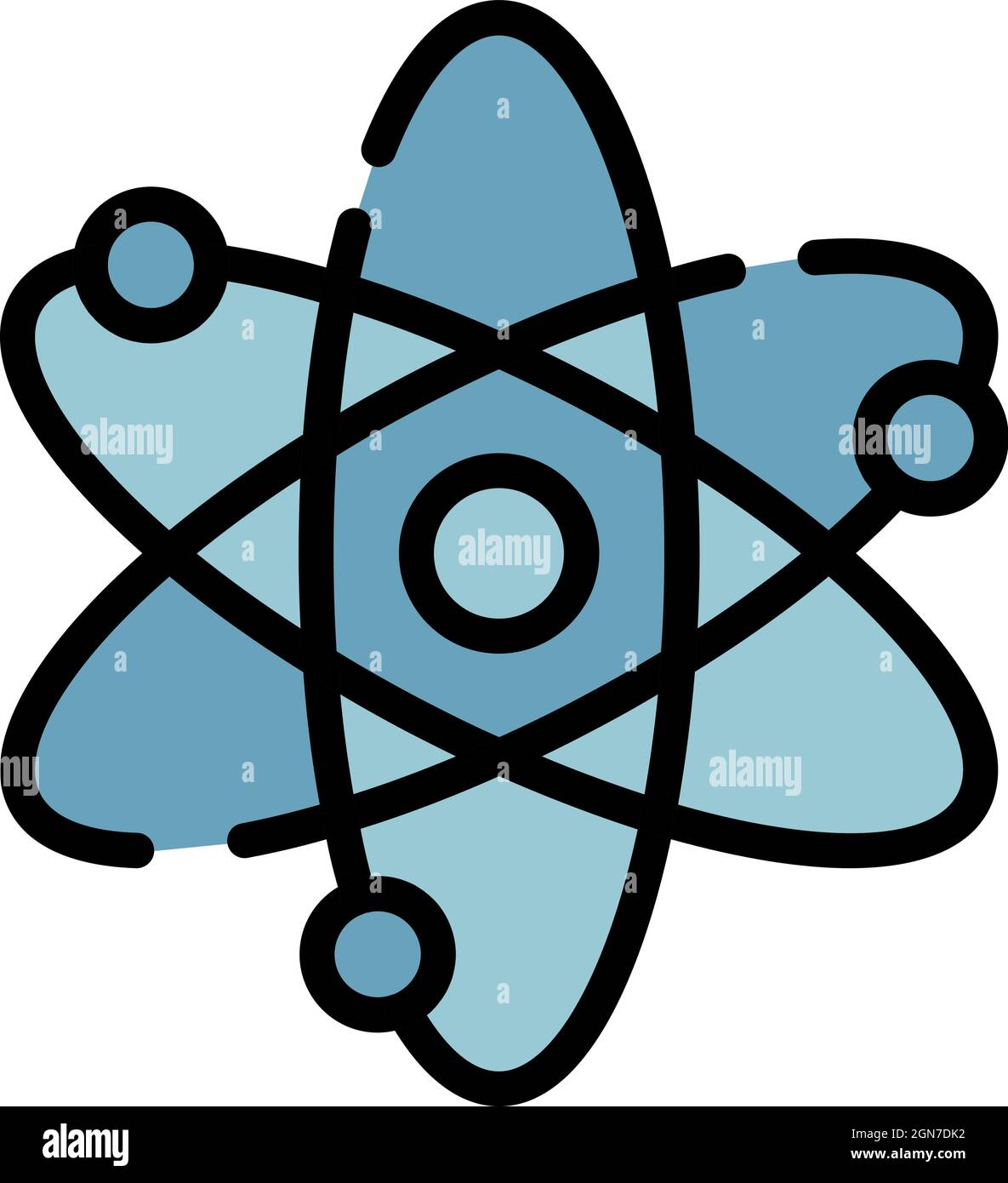 Atom and electrons icon. Outline atom and electrons vector icon color flat isolated Stock Vector ...