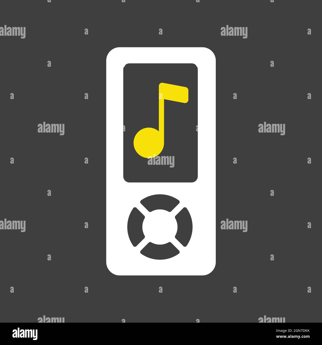 Mp3 player vector glyph icon on dark background. Music sign. Graph ...