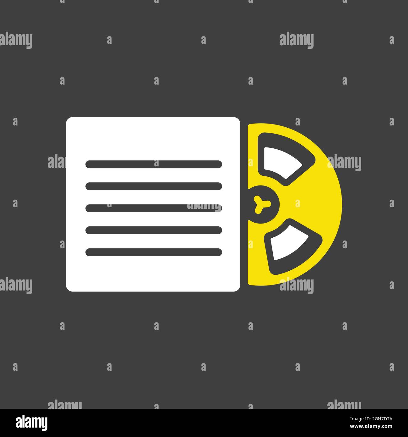 Magnetic tape reel, retro music tape storage vector glyph icon. Music ...
