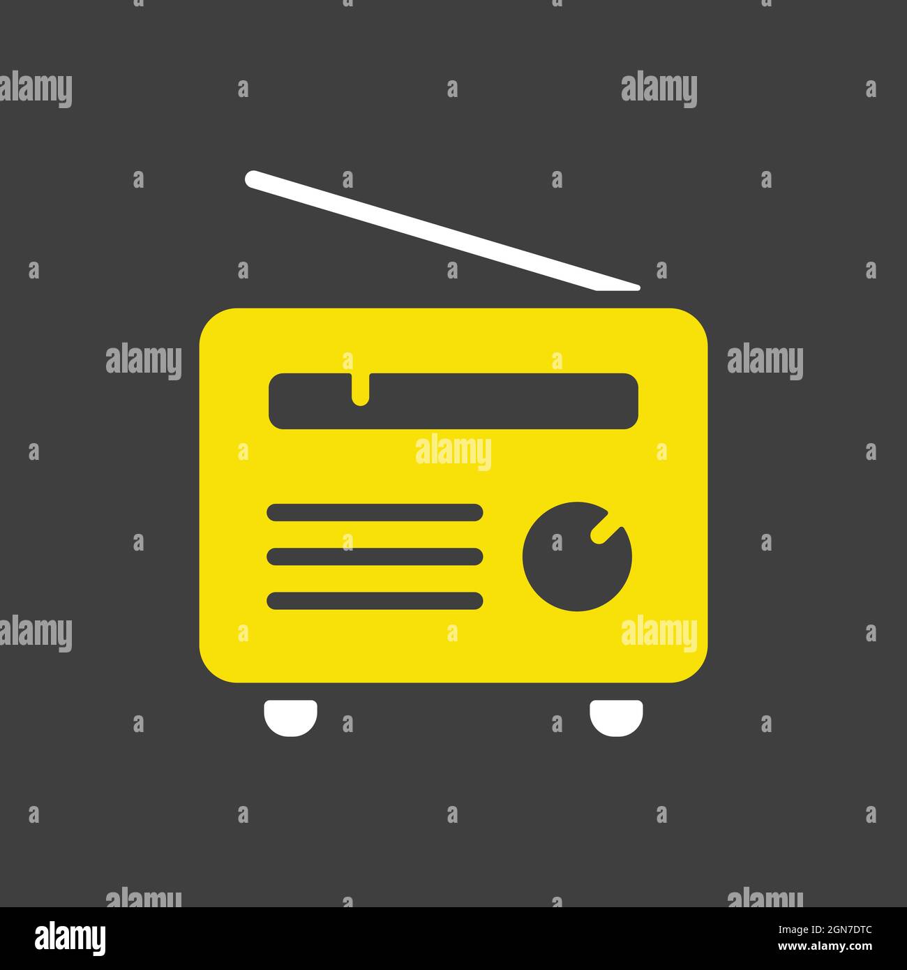 Retro radio vector glyph icon on dark background. Graph symbol for ...