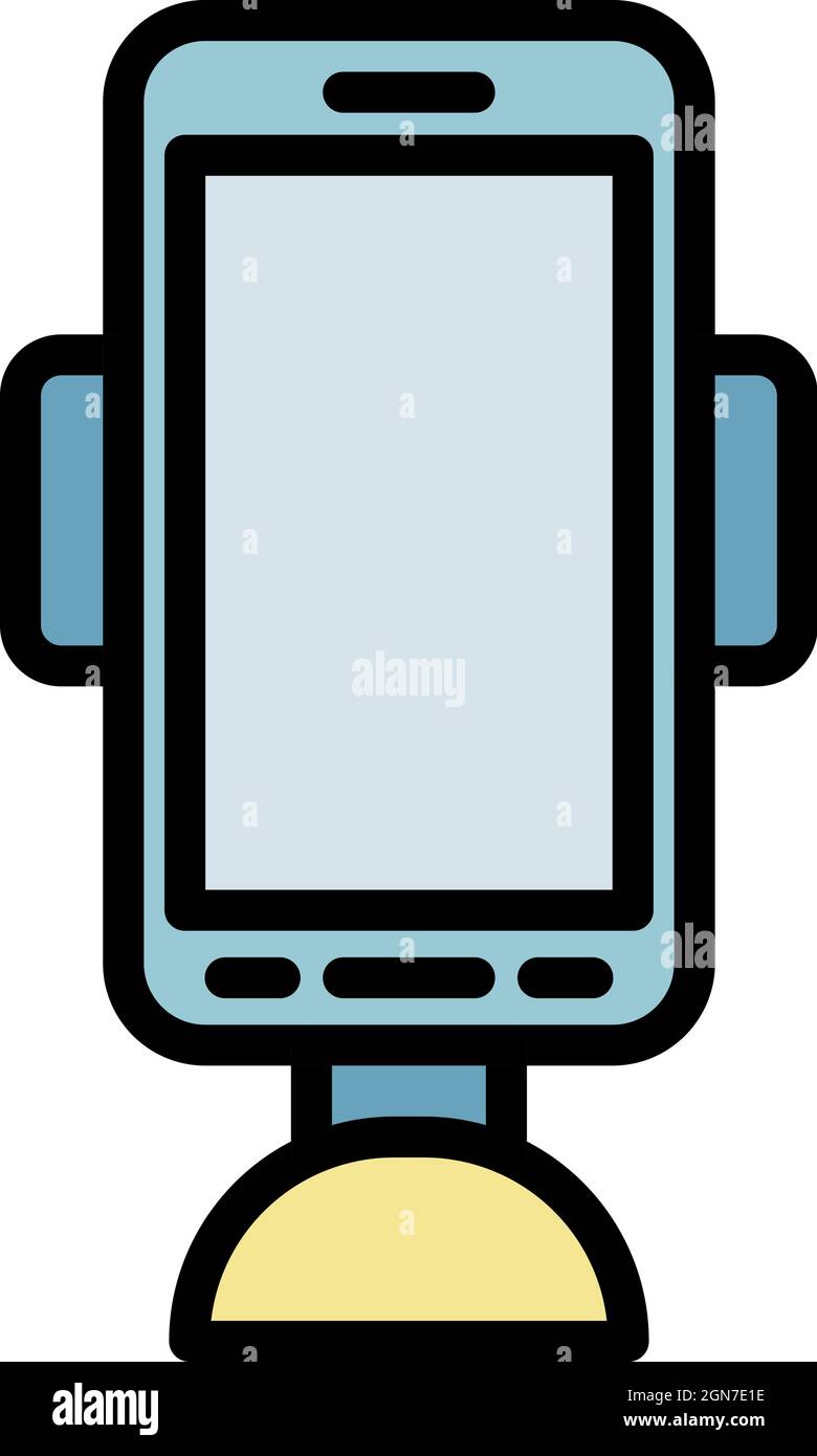 Mobile phone holder icon. Outline mobile phone holder vector icon color ...