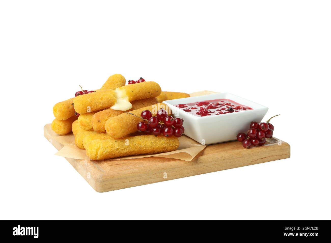 Board with tasty cheese sticks isolated on white background Stock Photo ...