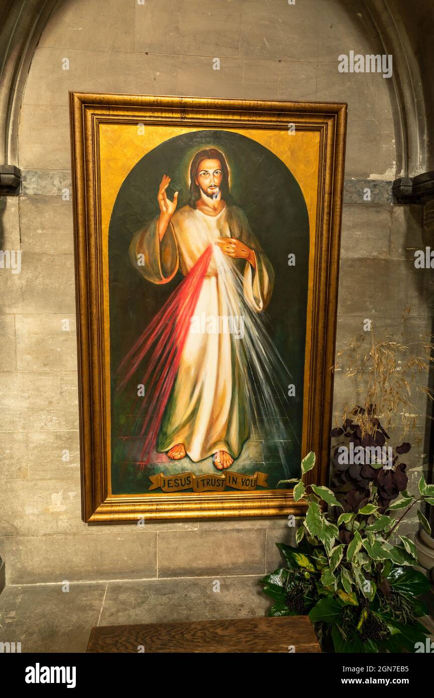 A painting of Jesus hanging on the inside of a wall in Saint John the ...
