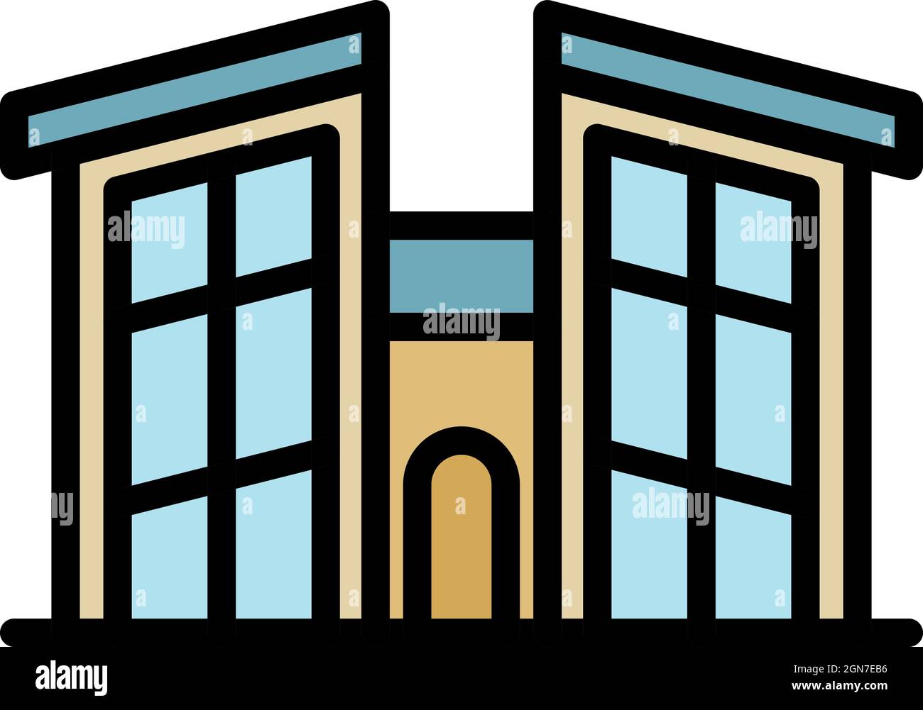 House with high windows icon. Outline house with high windows vector ...