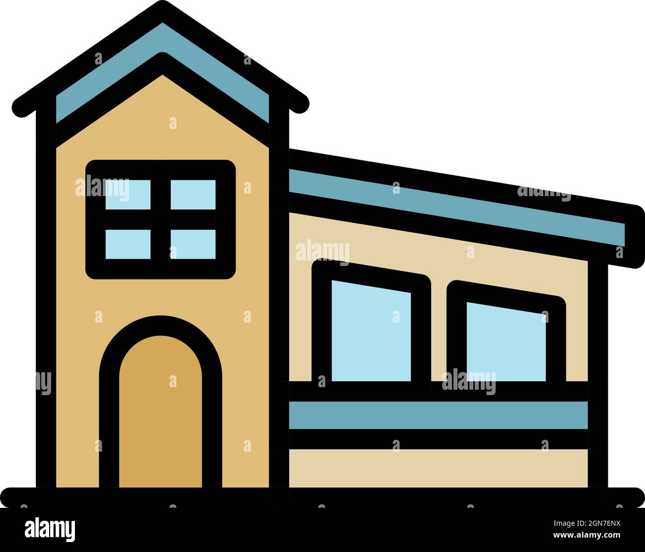 House with a sloping roof icon. Outline house with a sloping roof ...