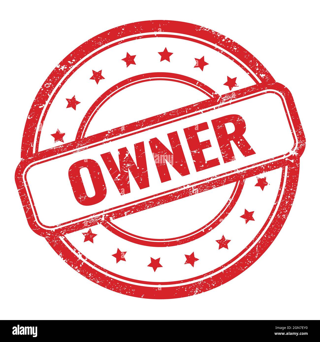 OWNER text on red grungy vintage round rubber stamp Stock Photo - Alamy