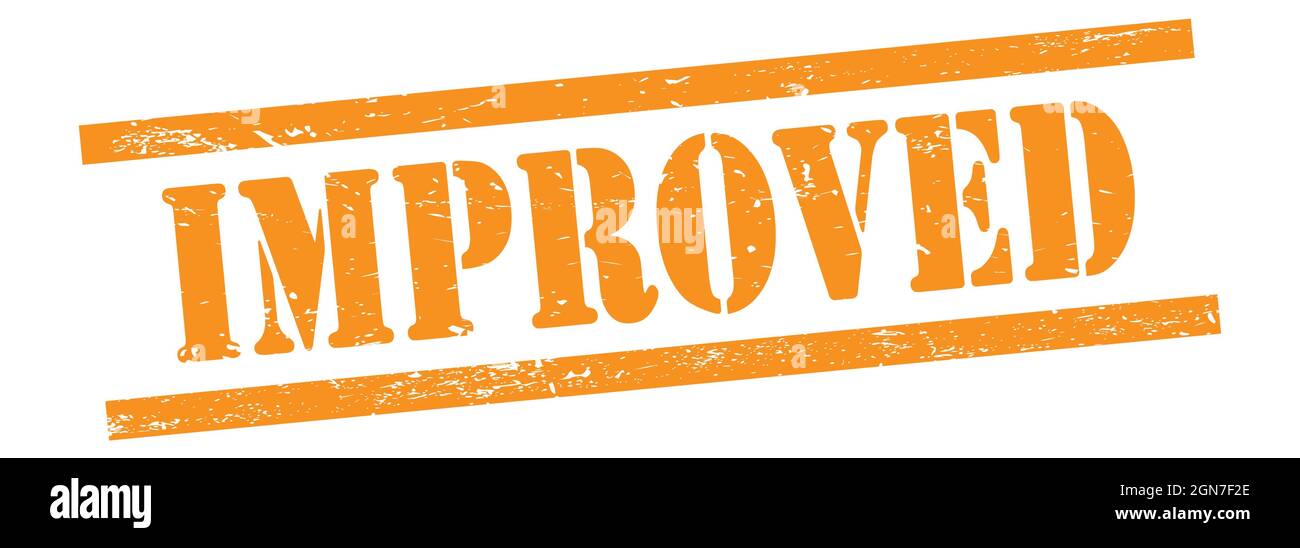 IMPROVED text on orange grungy vintage rubber stamp Stock Photo - Alamy