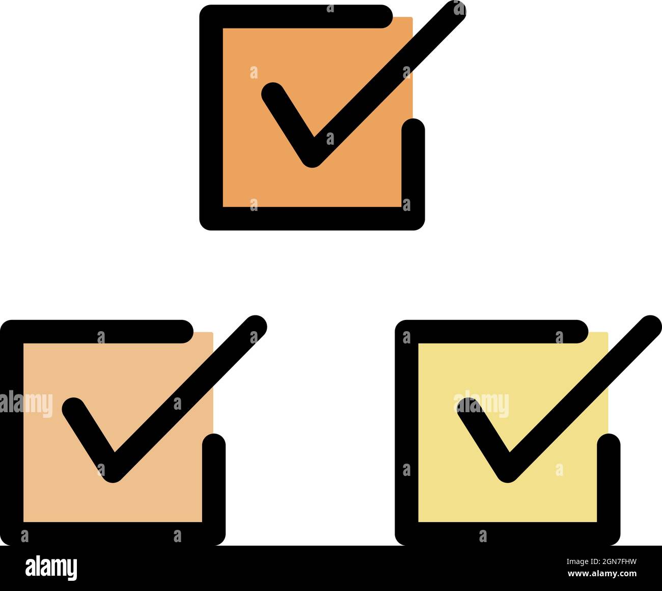 Three checkboxes icon. Outline three checkboxes vector icon color flat ...
