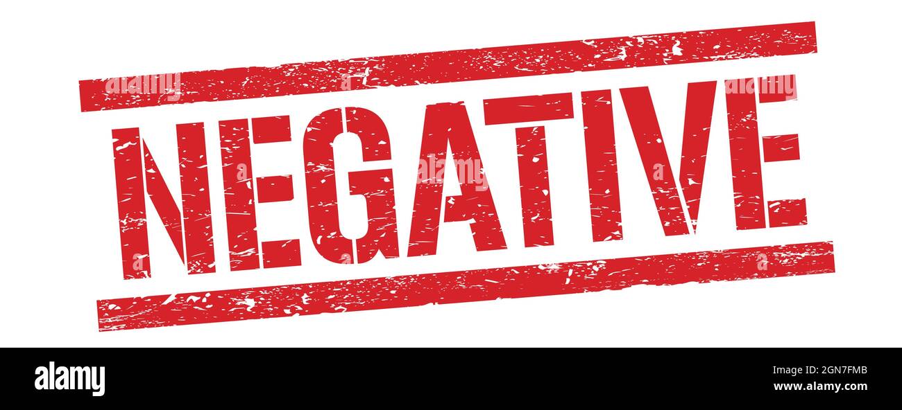 NEGATIVE text on red grungy rectangle stamp sign Stock Photo - Alamy