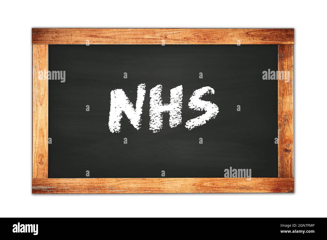 NHS text written on black wooden frame school blackboard Stock Photo ...