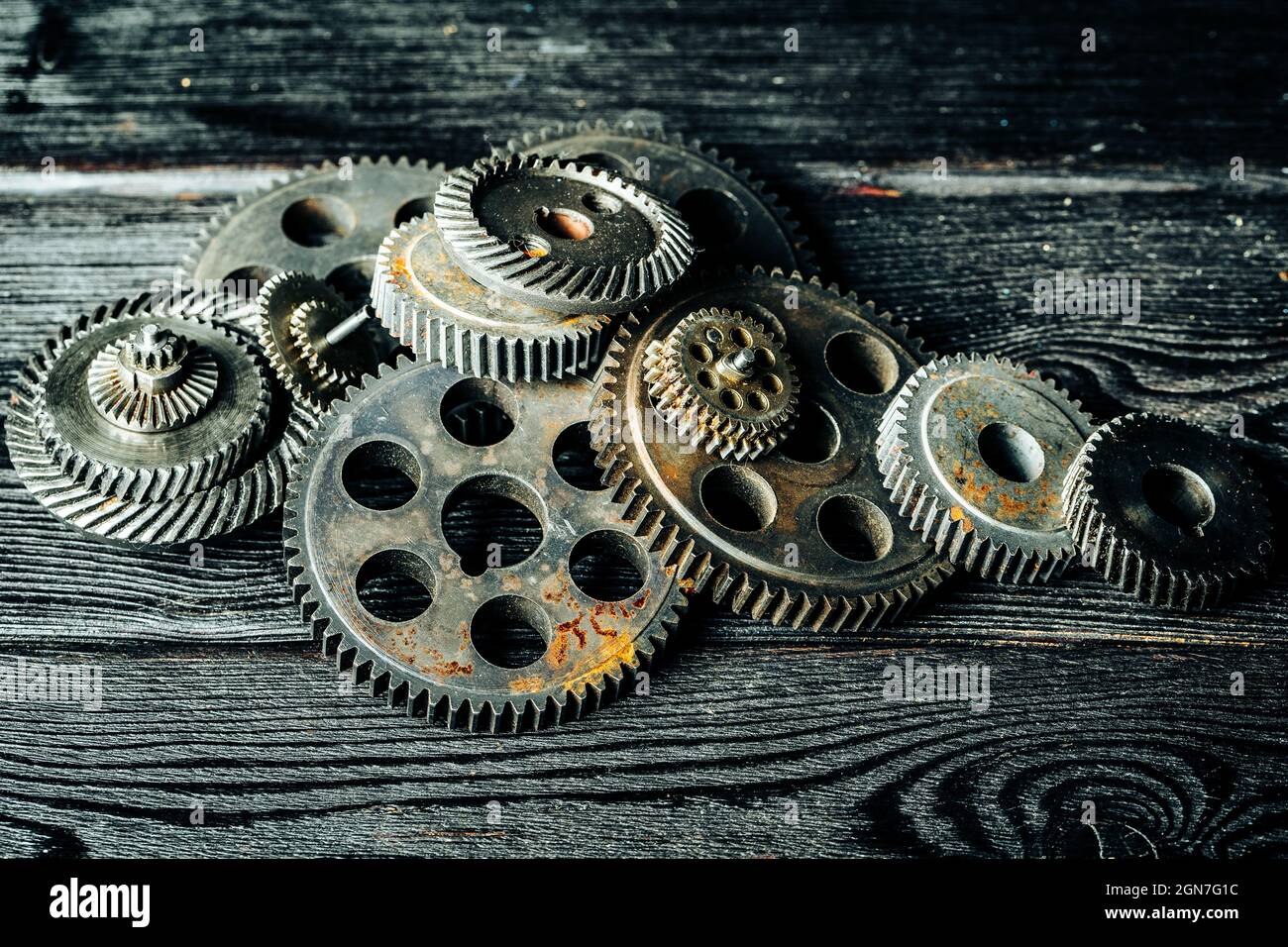 Gears from an old industrial machine Stock Photo - Alamy