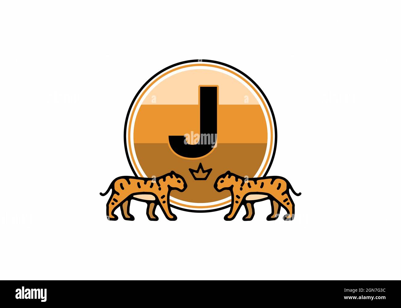 Two tiger line art with J initial letter design Stock Vector Image ...