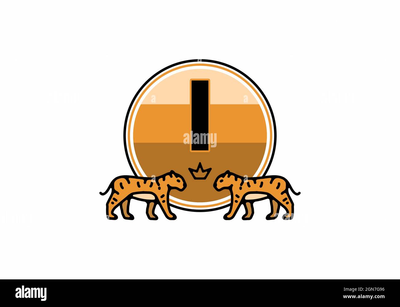 Two tiger line art with I initial letter design Stock Vector Image ...