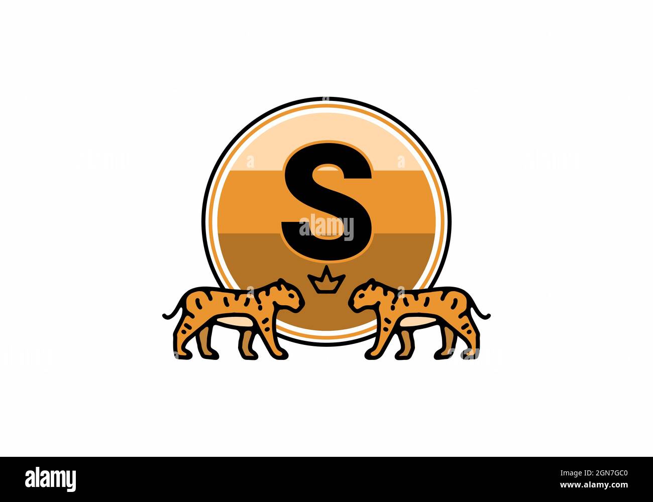 Two tiger line art with S initial letter design Stock Vector Image ...