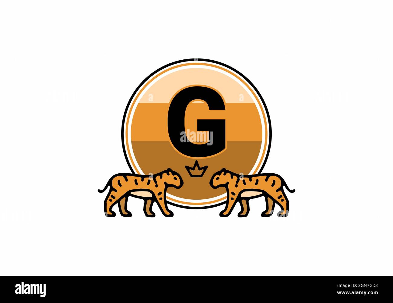 Two tiger line art with G initial letter design Stock Vector Image ...