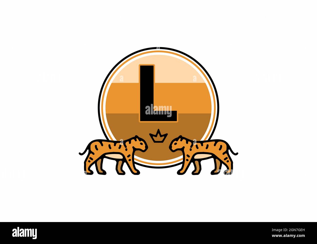 Two tiger line art with L initial letter design Stock Vector Image ...