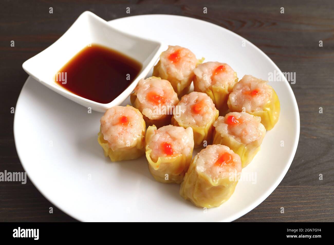 Tasty Shrimp and Pork Filled Chinese Steamed Dumplings Called Shumai on ...