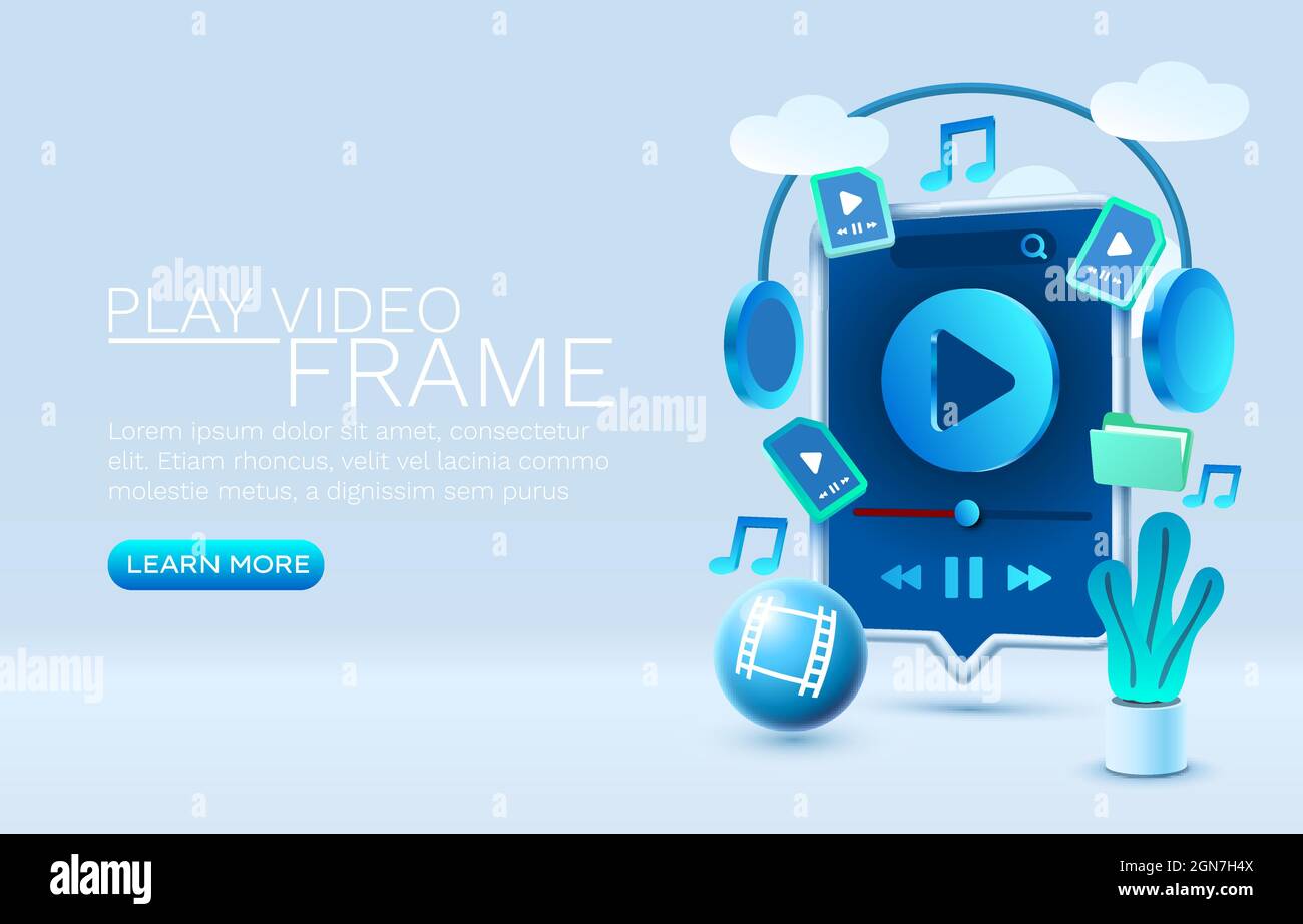 Play Video smartphone mobile screen, technology mobile display. Vector ...