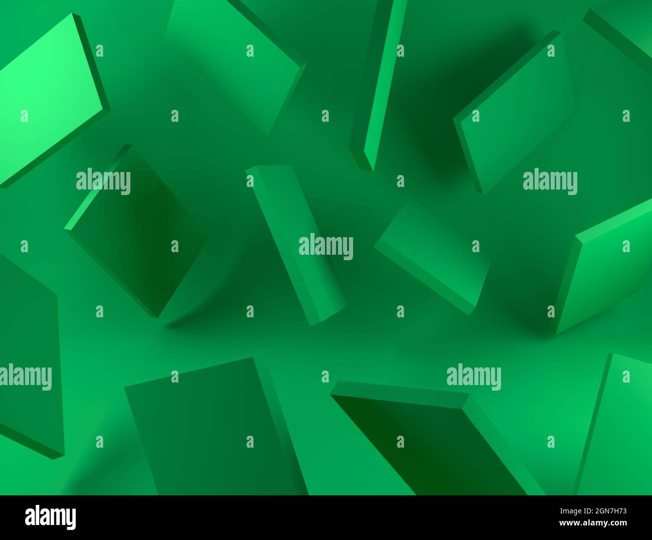 Green background of geometric shapes. Minimalistic style. 3D rendering ...
