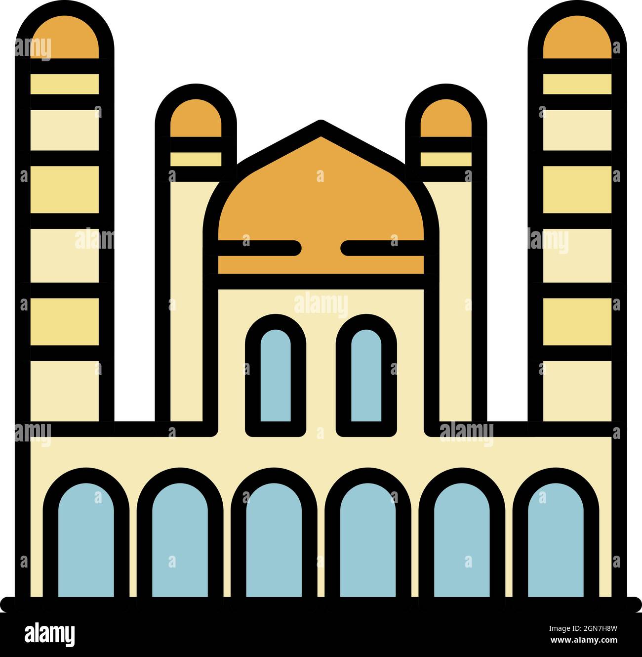 Taj Mahal icon. Outline Taj Mahal vector icon color flat isolated Stock ...