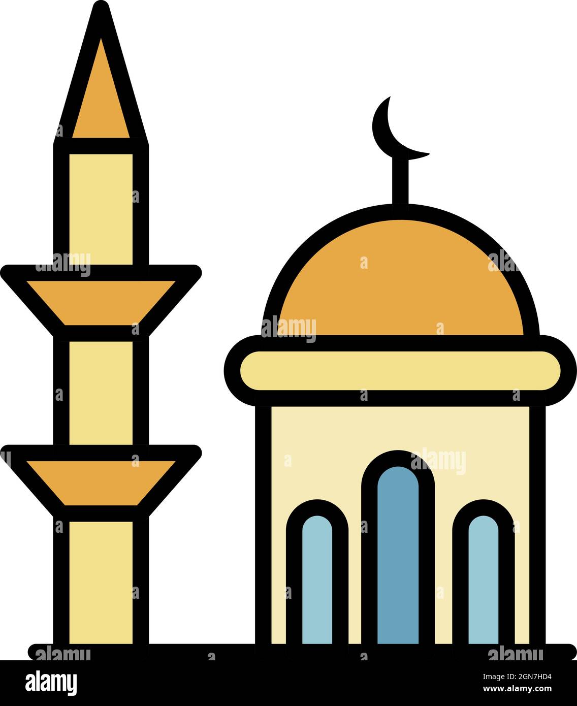 Minaret and dome mosque icon. Outline minaret and dome mosque vector ...