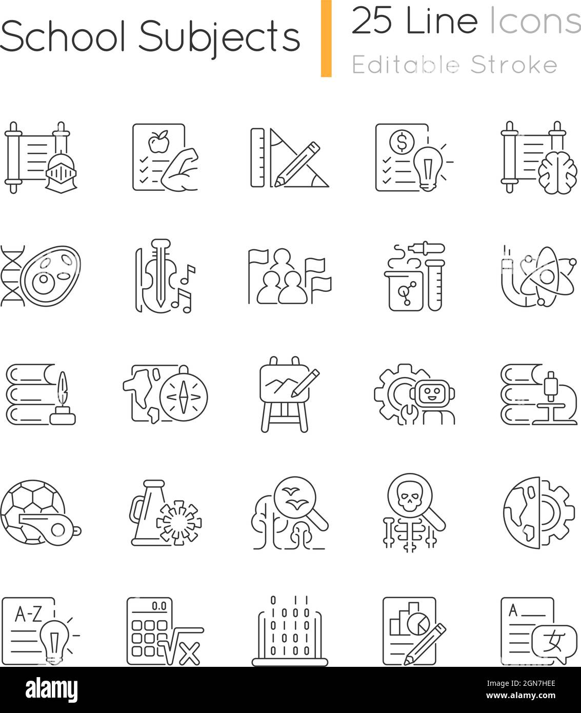 School subjects linear icons set Stock Vector Image & Art - Alamy