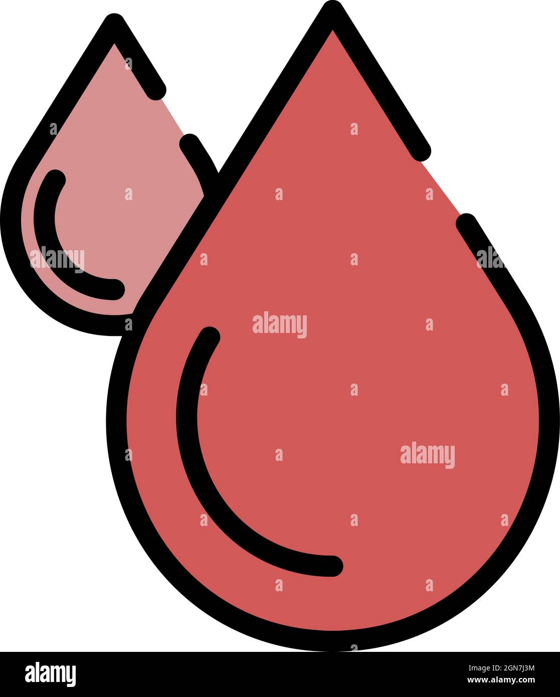 Two drops of blood icon. Outline two drops of blood vector icon color ...