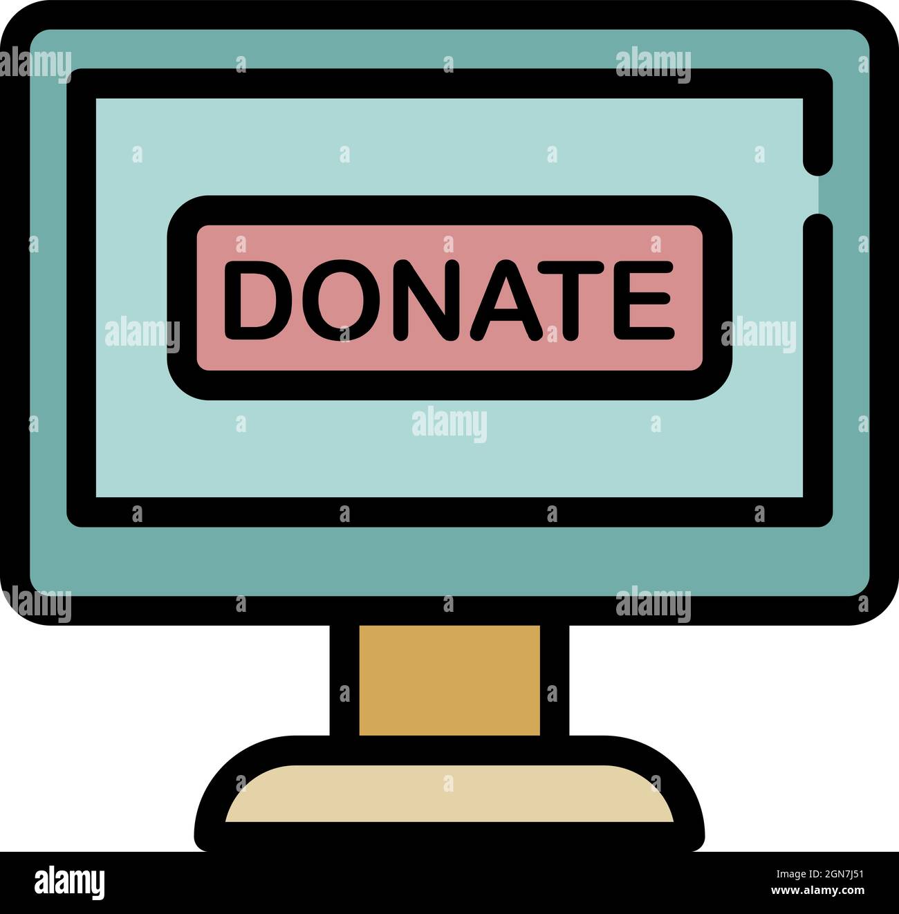 Donate button on the screen icon. Outline donate button on the screen ...