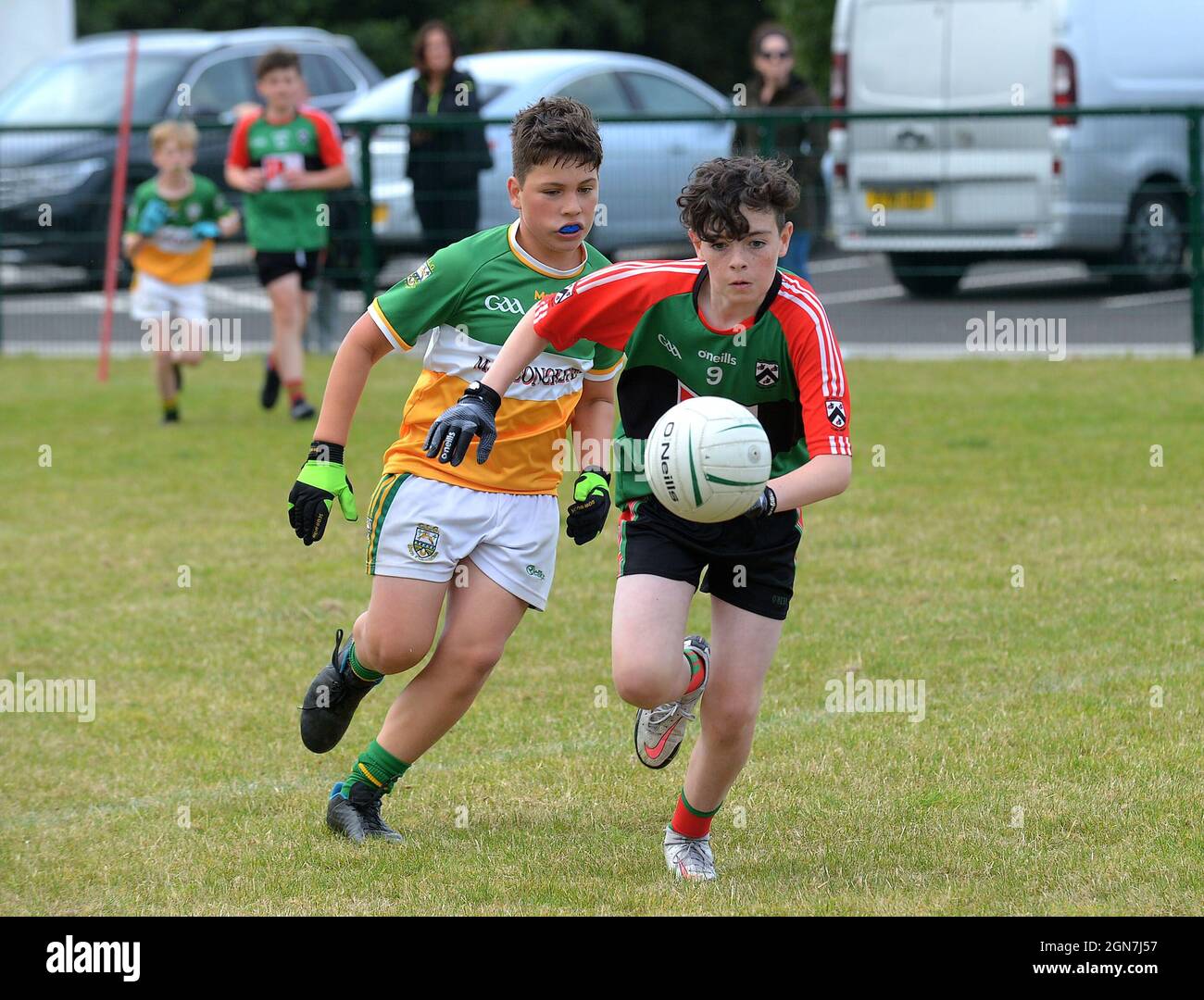 School boys play in Derry GAA club football competition in Derry ...