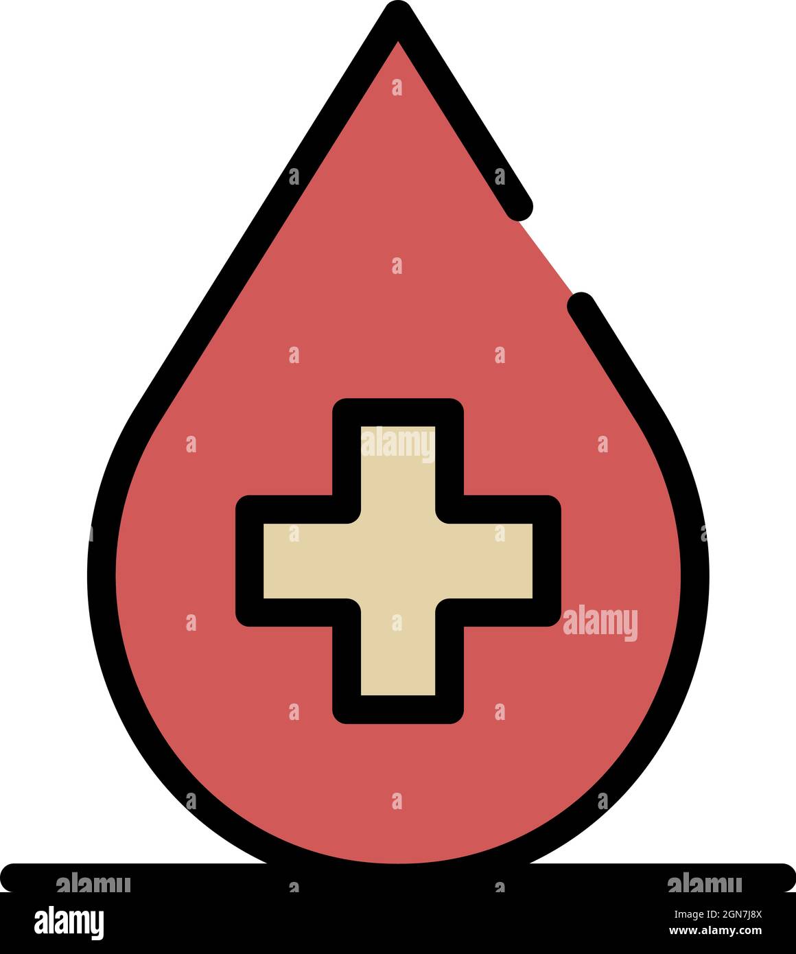Blood drop with cross icon. Outline blood drop with cross vector icon ...