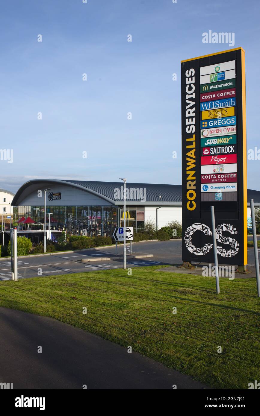 Cornwall services on the A30 at Victoria Roche junction near Bodmin ...