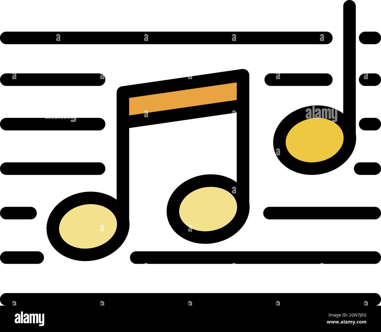 Musical notes icon. Outline musical notes vector icon color flat ...