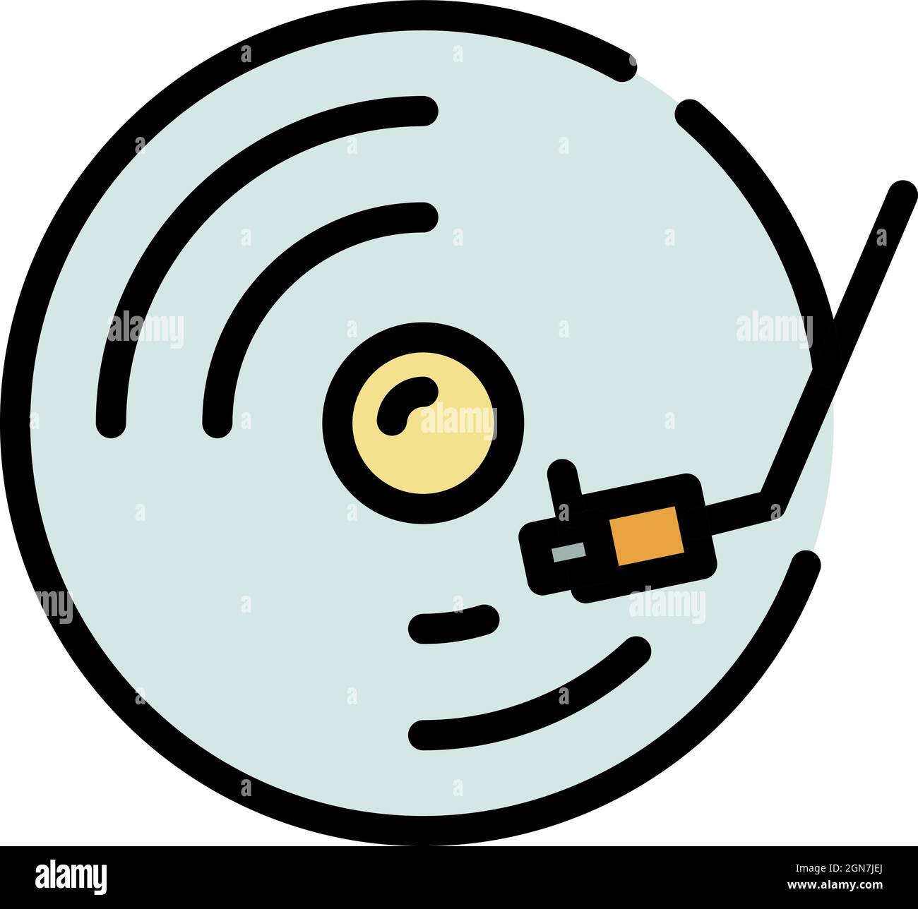 Vinyl disc icon. Outline vinyl disc vector icon color flat isolated ...