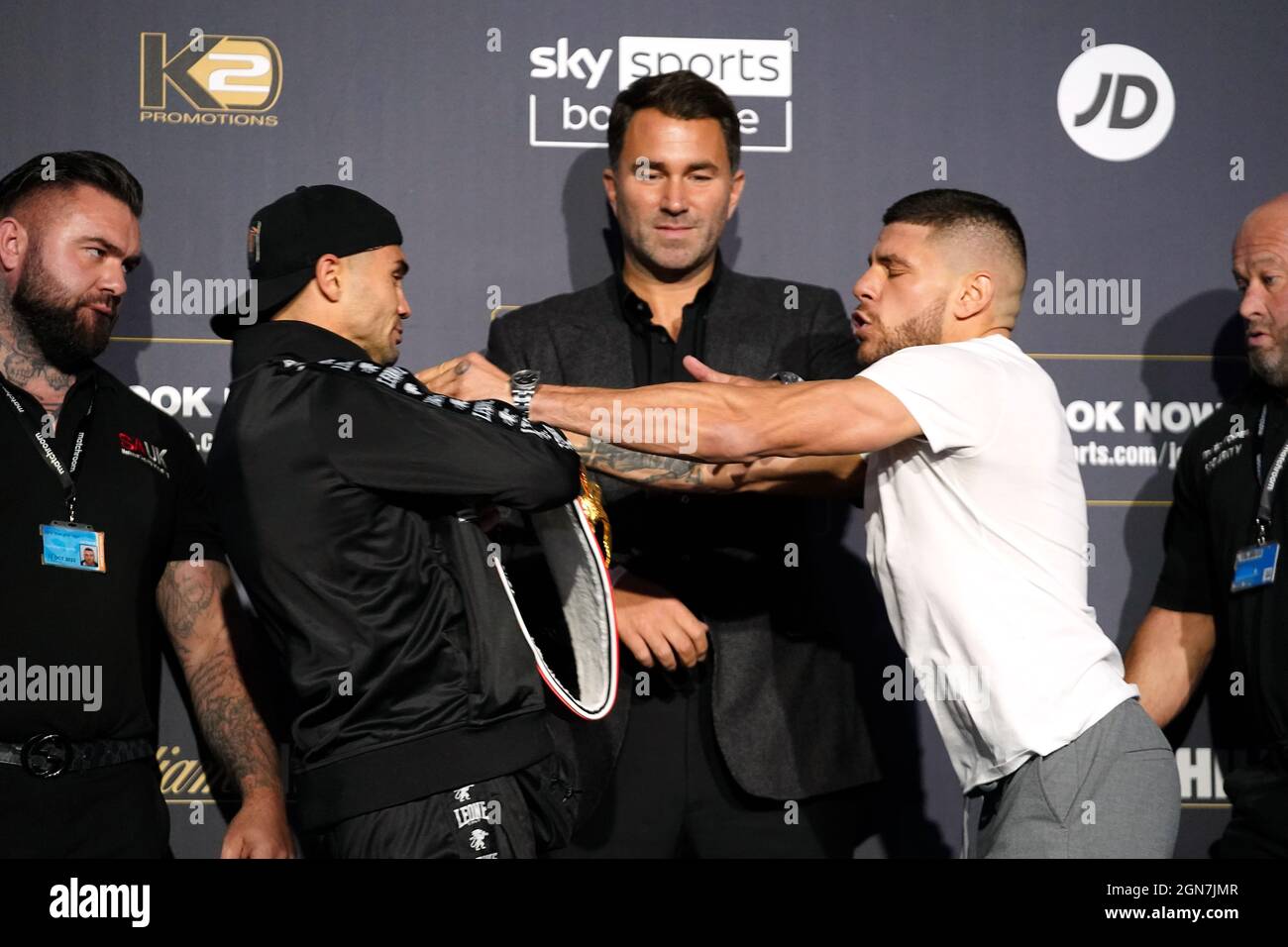 Tempers flare between Maxim Prodan (left) and Florian Marku with ...
