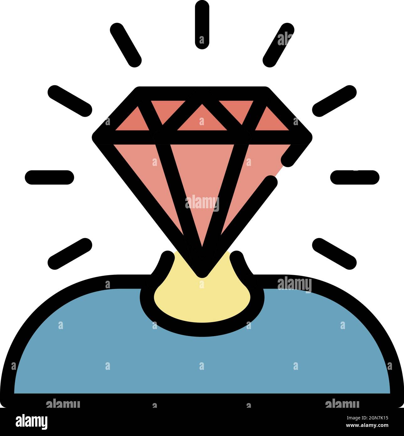 Man with a diamond head icon. Outline man with a diamond head vector ...