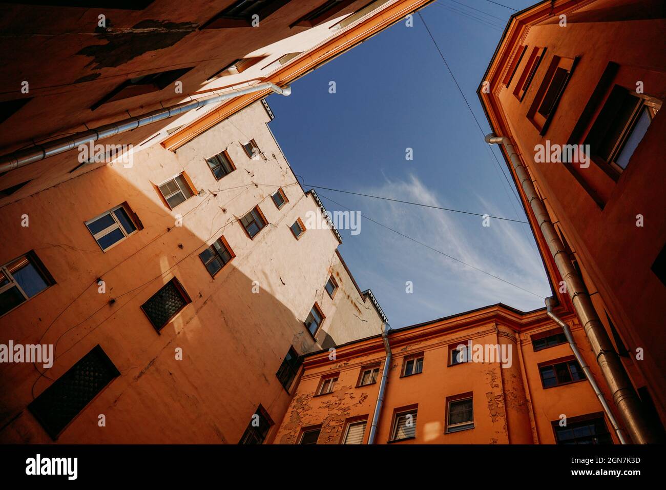 Russia. Old courtyards in the center of St. Petersburg in the summer ...