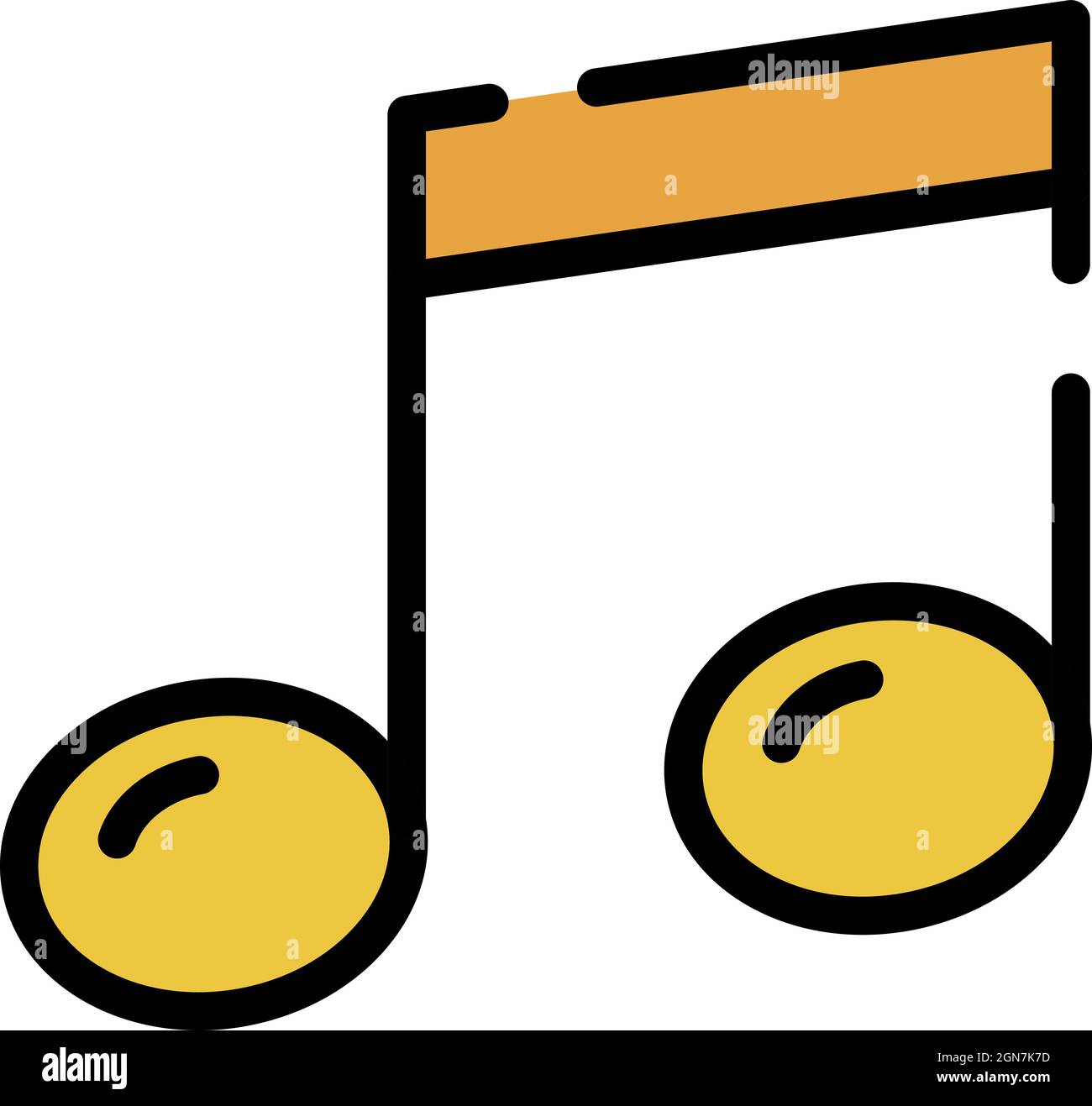 Single musical note icon. Outline single musical note vector icon color ...