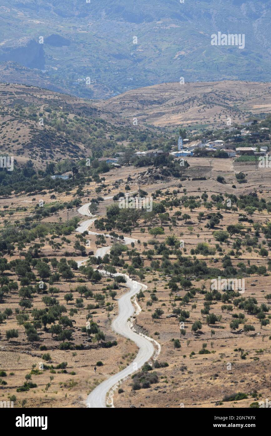 Village in a dry mountain area of the Rif, near Chefchaouen and Oued ...